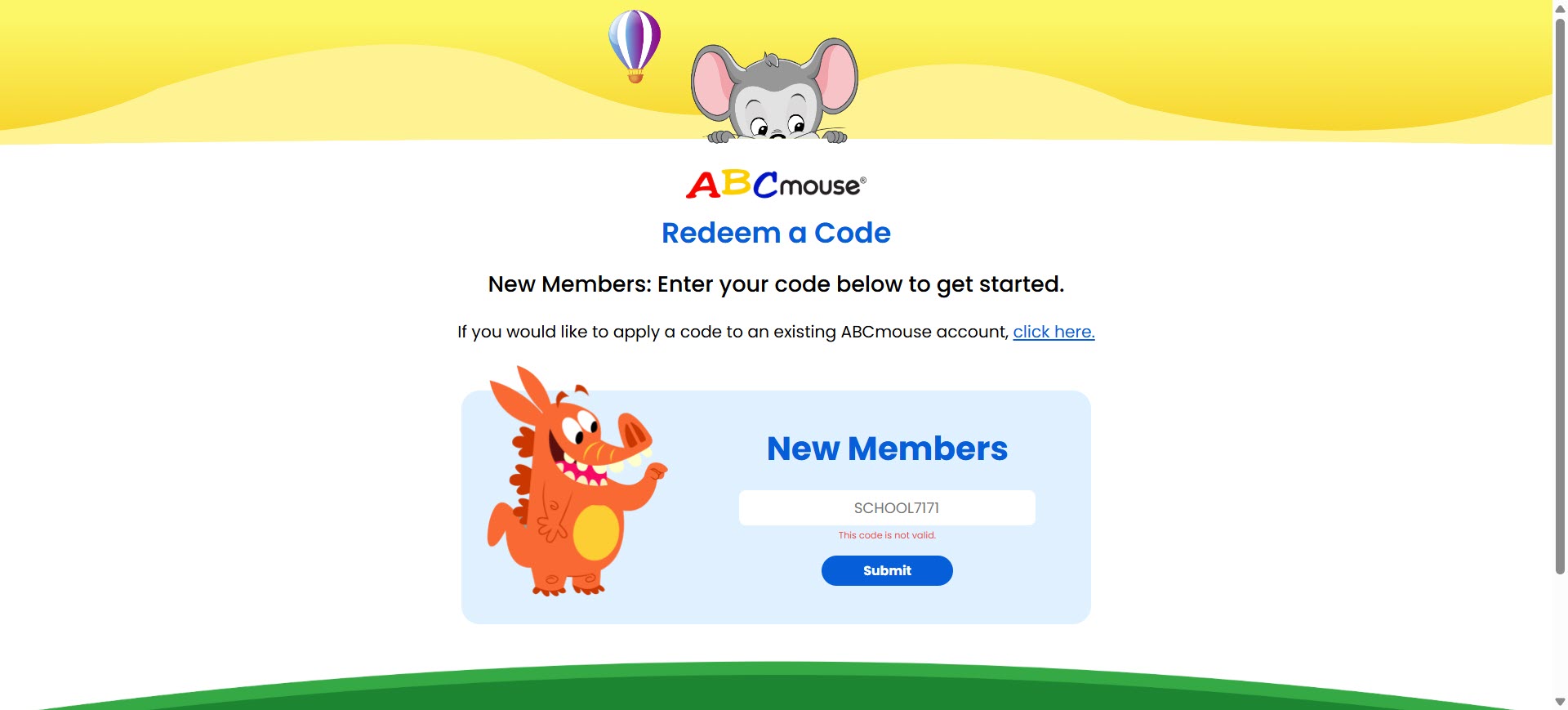 The code SCHOOL7171 and similar offers have expired – ABCmouse