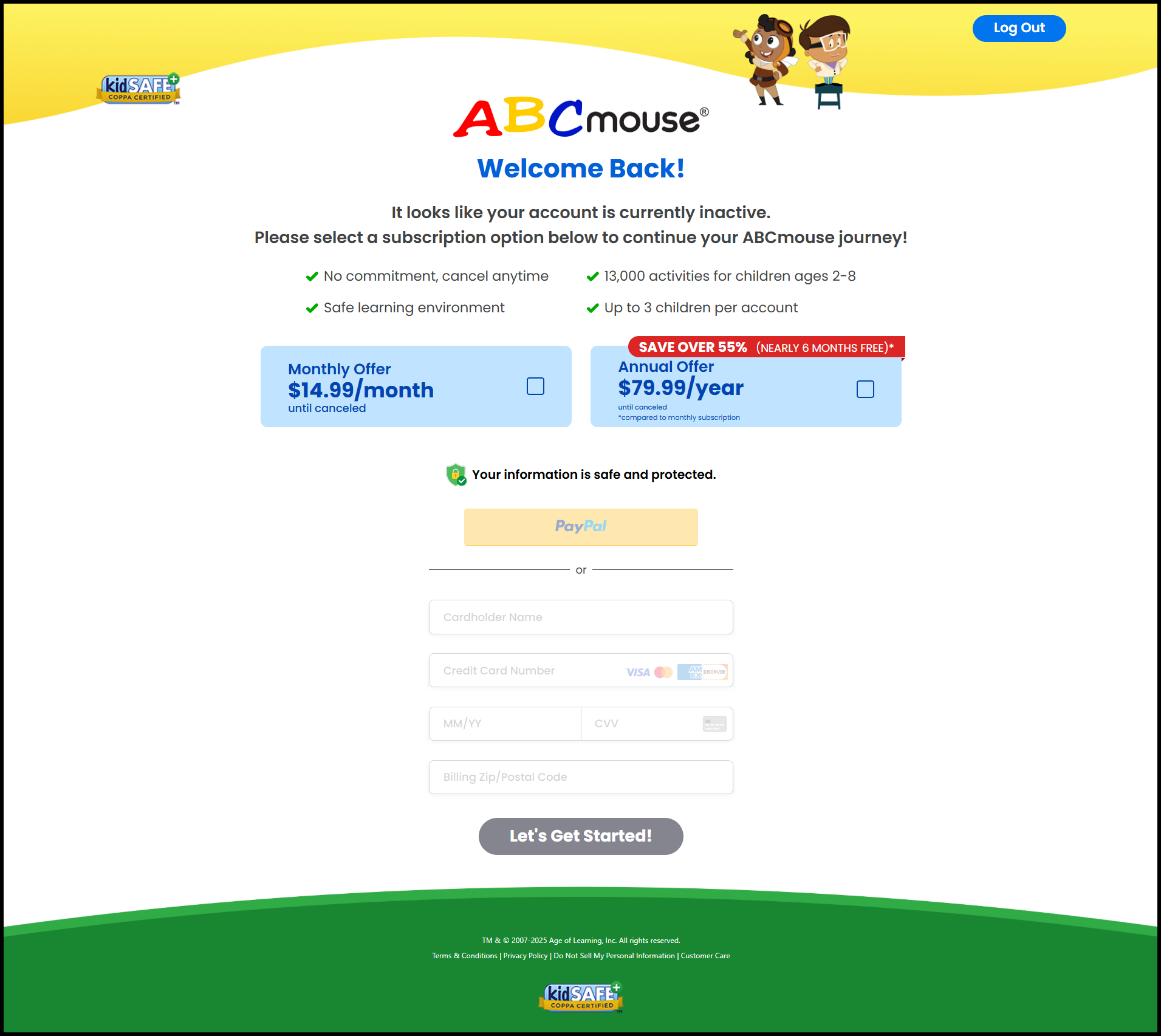 Resubscribing to ABCmouse – ABCmouse